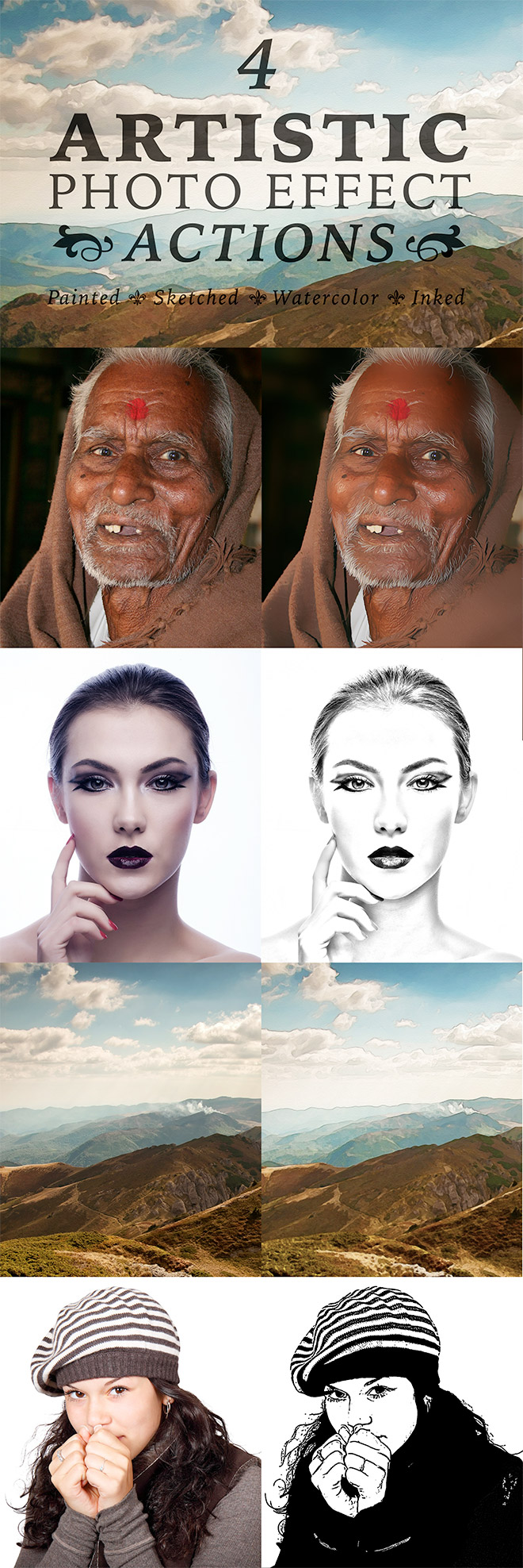 Artistic Paint Sketch Ink Photo Effect Actions